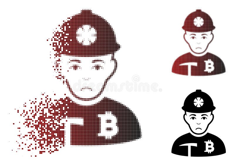 Sad Dissolving Pixelated Halftone Bitcoin Miner Icon Stock Vector ...