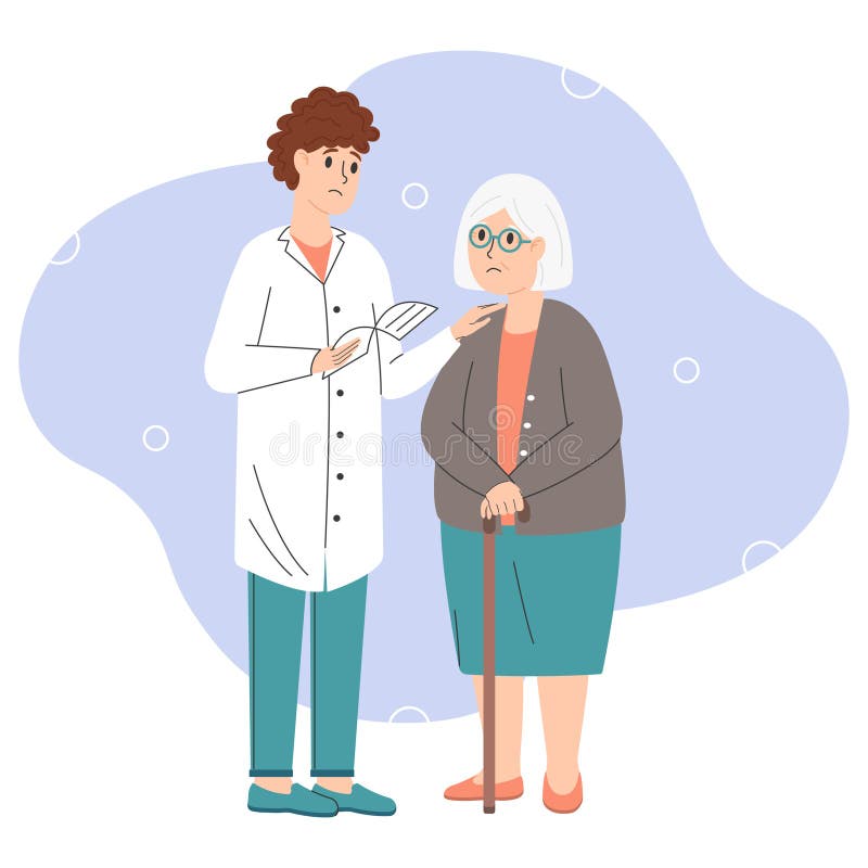 A Sad Doctor and a Sad Elderly Patient Stock Vector - Illustration of ...