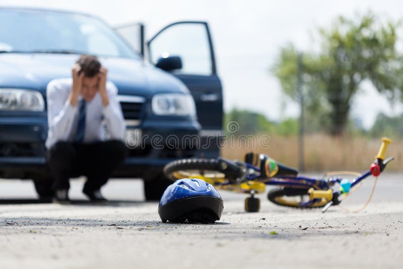 Sad Driver after Collision with Bicycle Stock Image - Image of careless ...