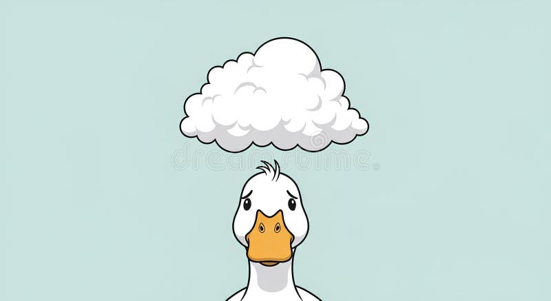 Sad Duck Under a Cloud stock illustration. Illustration of stress - 392811298
