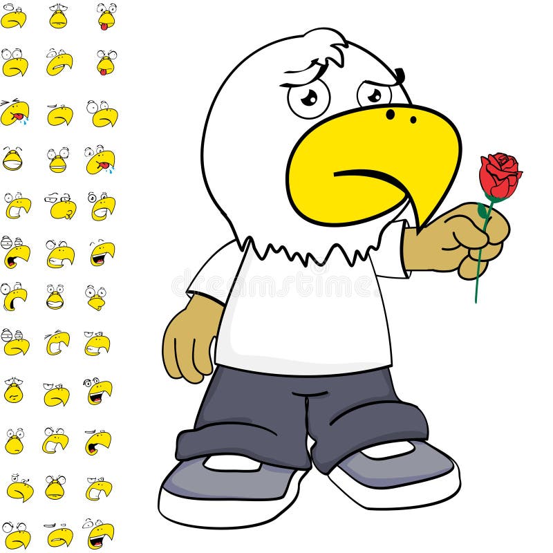 Sad Eagle Young Kid Character Cartoon Expressions Set Stock Vector ...