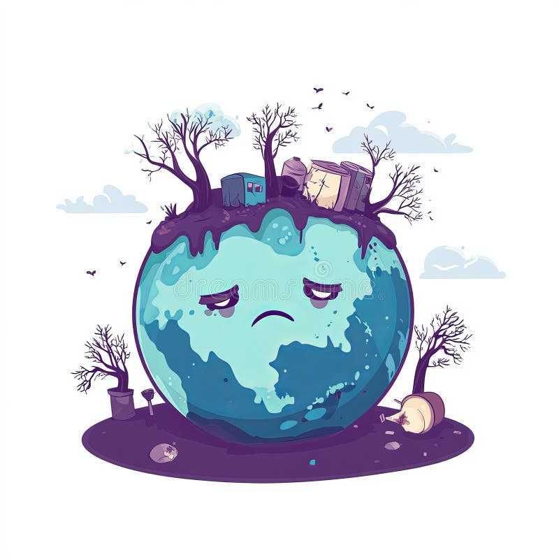 A sad Earth stock vector. Illustration of land, problematic - 39024368