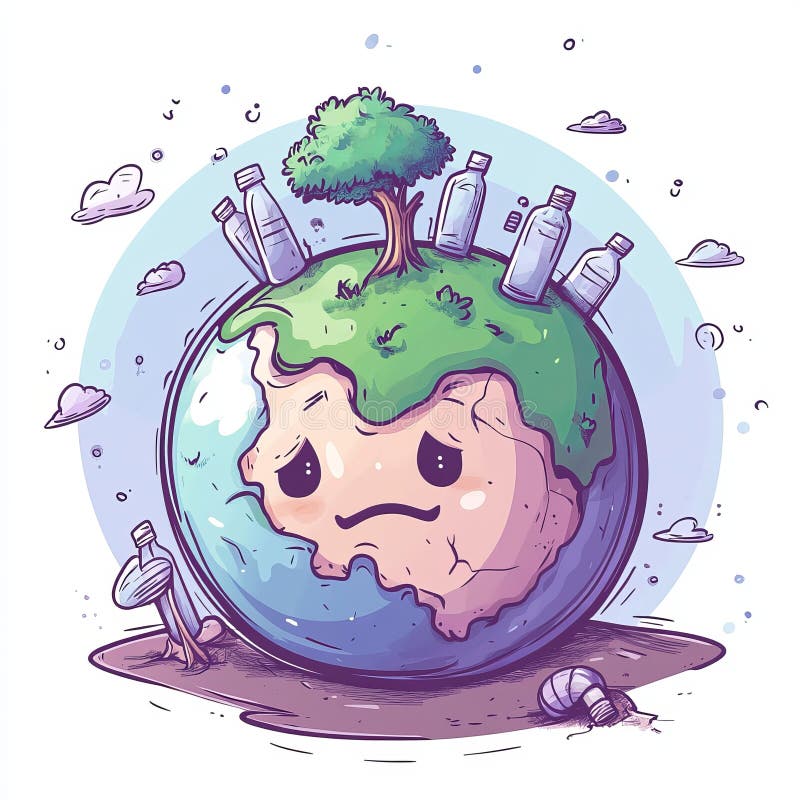 A sad Earth stock vector. Illustration of land, problematic - 39024368