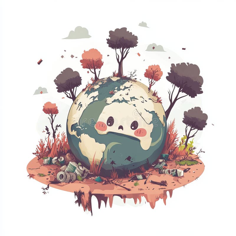 A sad Earth stock vector. Illustration of land, problematic - 39024368