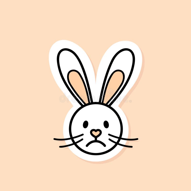 Sad Easter Bunny Face Sticker, Cartoon Character, Vector Element Stock ...