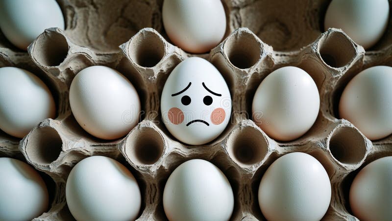 Sad Egg Surrounded by Normal Eggs in a Carton is Feeling Different ...