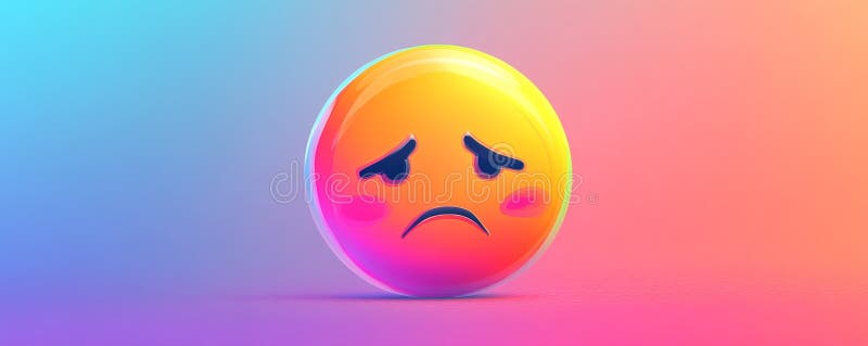 Sad Emoji with Colorful Gradient Background, Emotional Expression ...