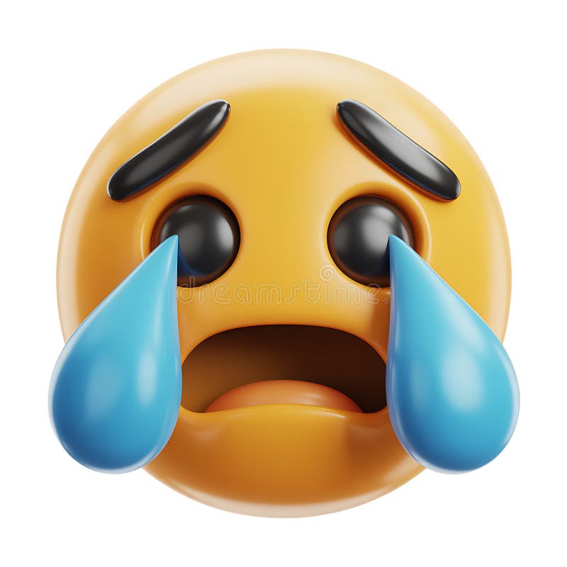Sad Emoji Crying Tears of Sadness on Black Background Stock Image ...