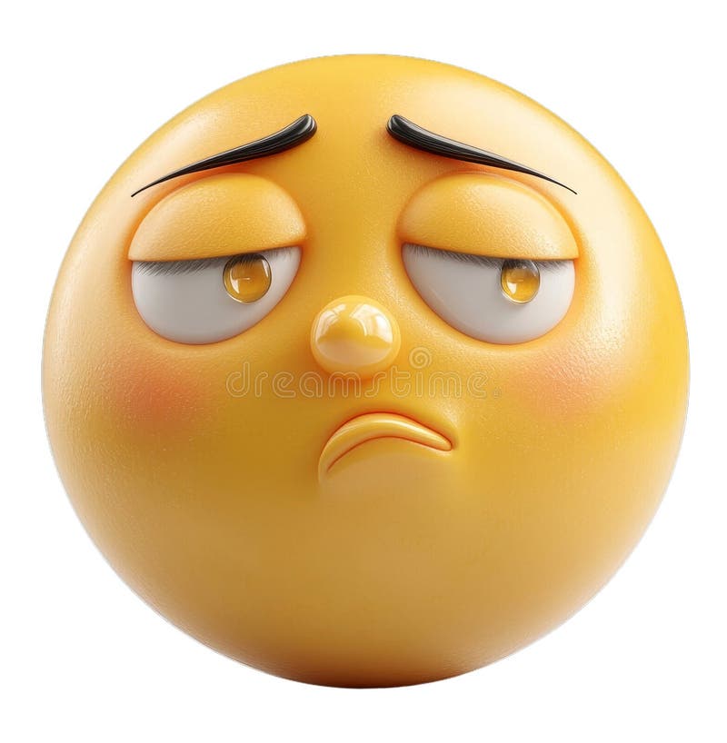 A Sad Emoji Face, Rendered in a Cartoon Style and 3D Format, is ...