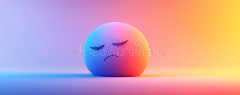 Sad Emoji on Gradient Background Stock Photo - Image of glossy, soft ...
