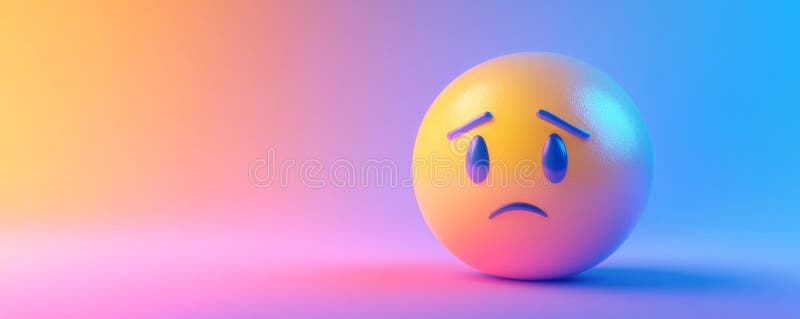 Sad Emoji with Gradient Background Stock Image - Image of emoticon ...
