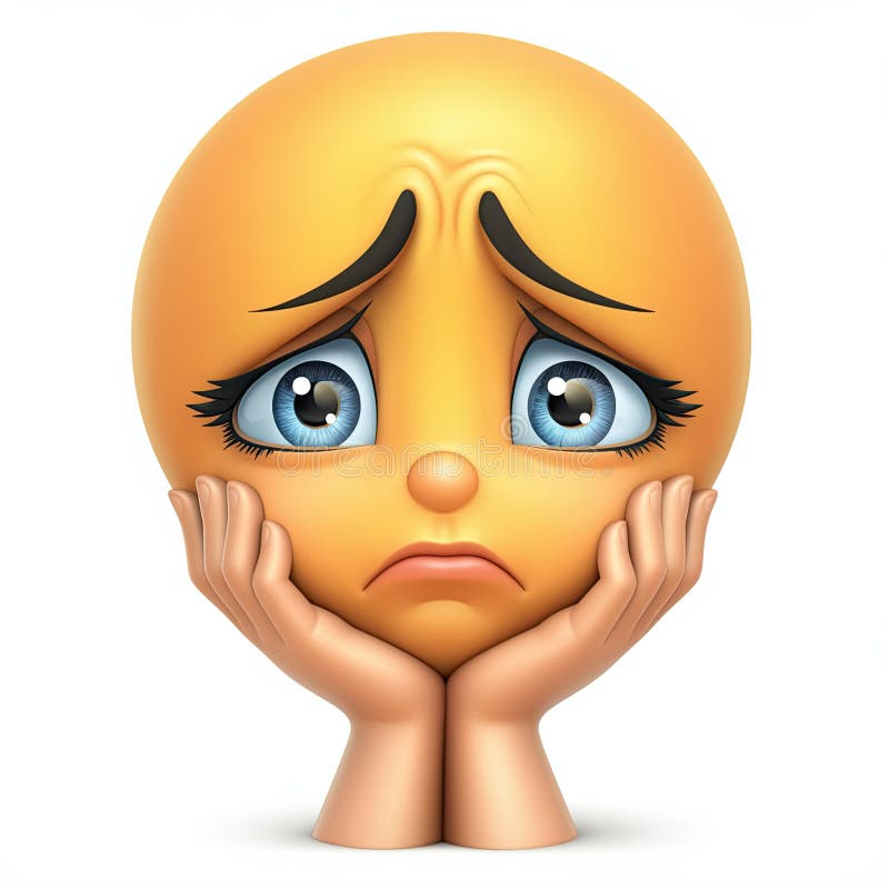 Sad Emoji with Hands on Cheeks, Expressing Worry or Concern Stock ...
