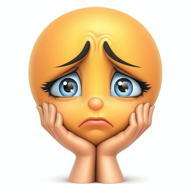 Sad Emoji with Hands on Cheeks, Expressing Worry or Concern Stock ...