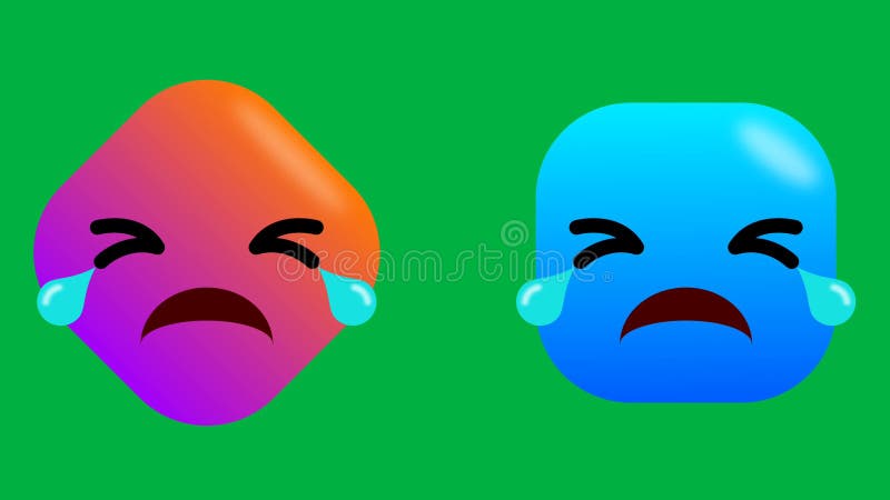 Sad Emoji Icon in Square Shape on Green Screen with Seamless Pattern ...