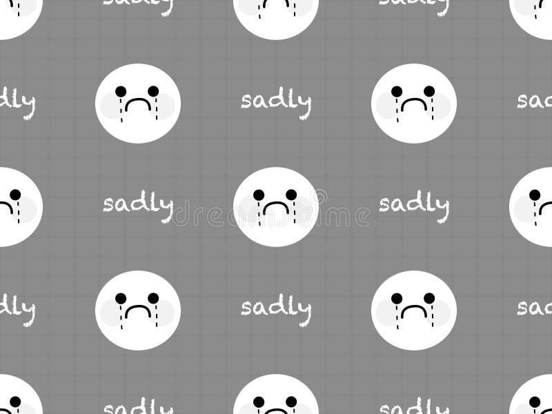 Sad Emoji Seamless Pattern on Gray Background Stock Illustration ...