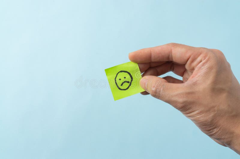 Sad emoji on sticky note stock photo. Image of communication - 349166440