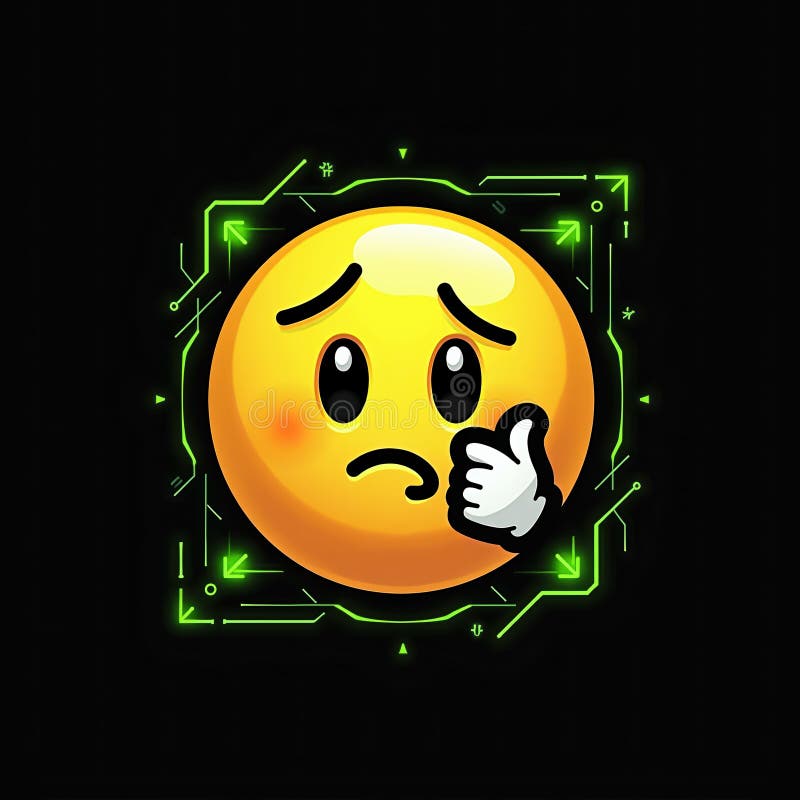 Sad Emoji with Thumbs Down in Green Tech Frame Stock Illustration ...