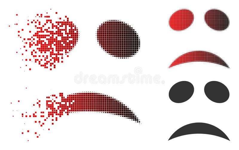 Dissolving Pixel Halftone Sad Emote Smiley Icon Stock Vector ...