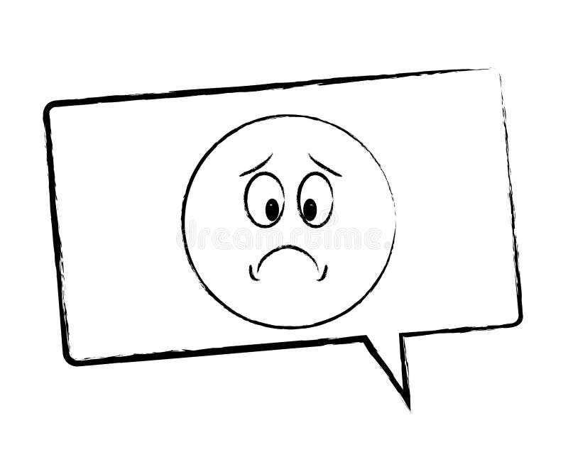 Sad Emoticon in Bubble Sketch Stock Vector - Illustration of button ...