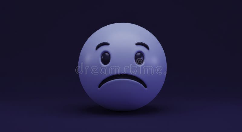 Sad Emoticon 3D Render: Blue Sphere Showing Disappointment Stock ...