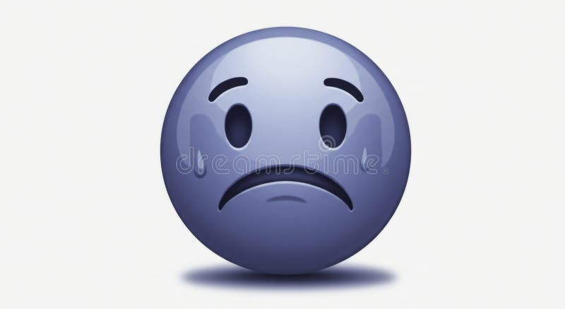Sad Emoticon, 3D Rendering, Blue Tone, Digital Art, Feeling Down Stock ...