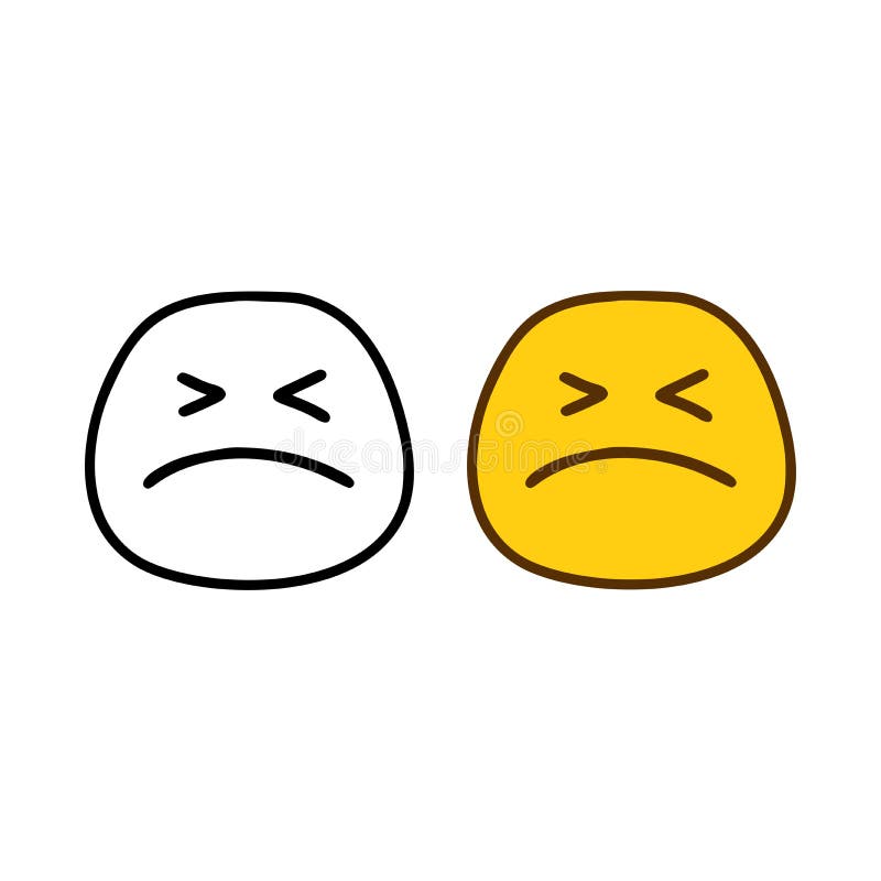 Sad Emoticon in Doodle Style Stock Illustration - Illustration of line ...
