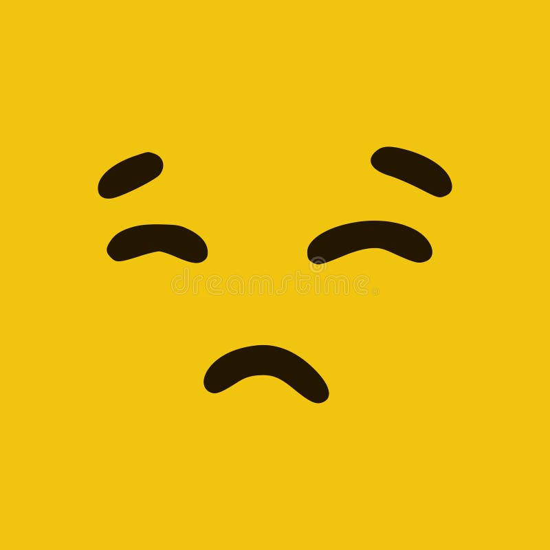 Sad Emoticon in Doodle Style Yellow Background Stock Illustration ...