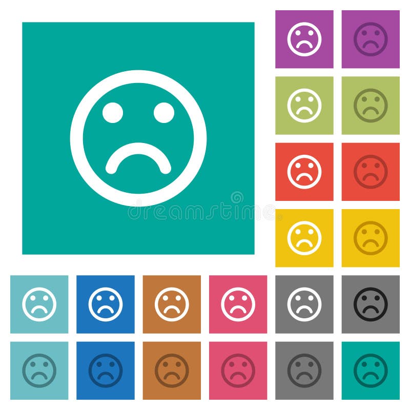 Sad Emoticon Square Flat Multi Colored Icons Stock Vector ...