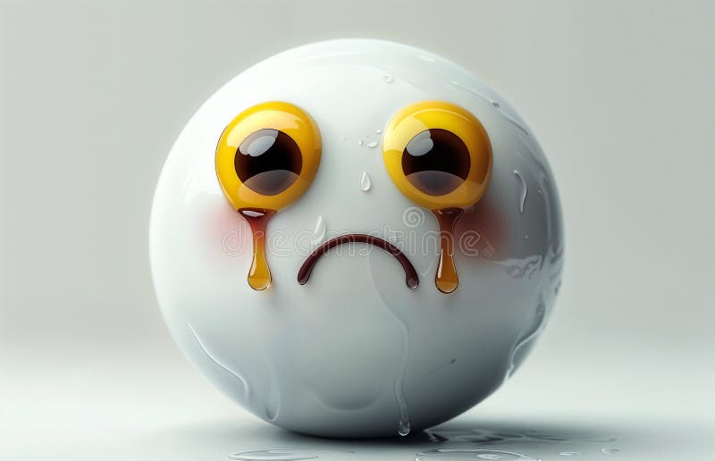 Sad Emoticon with Tears on His Face. 3d Illustration Stock Illustration ...