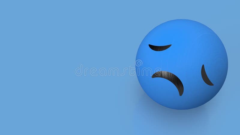 Sad Emotion on Blue Background 3d Rendering Stock Illustration ...