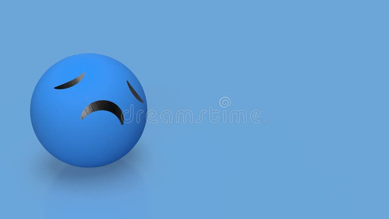 Sad Emotion on Blue Background 3d Rendering Stock Illustration ...