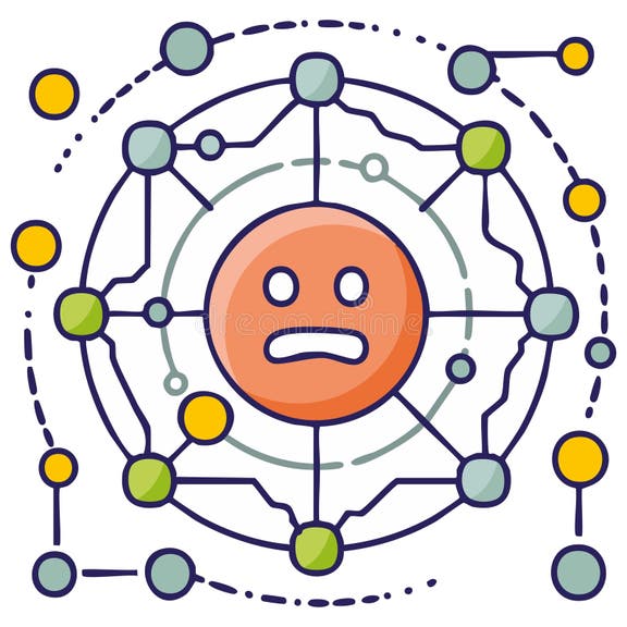 Sad Emotion Face in Network Connected by Lines. Concept of Internet ...