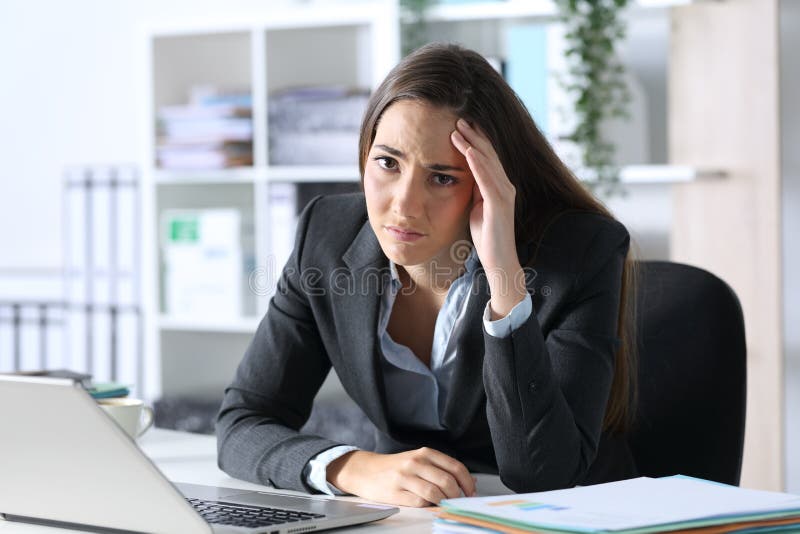 Sad Executive Compaining Looking Camera at Office Stock Image - Image ...