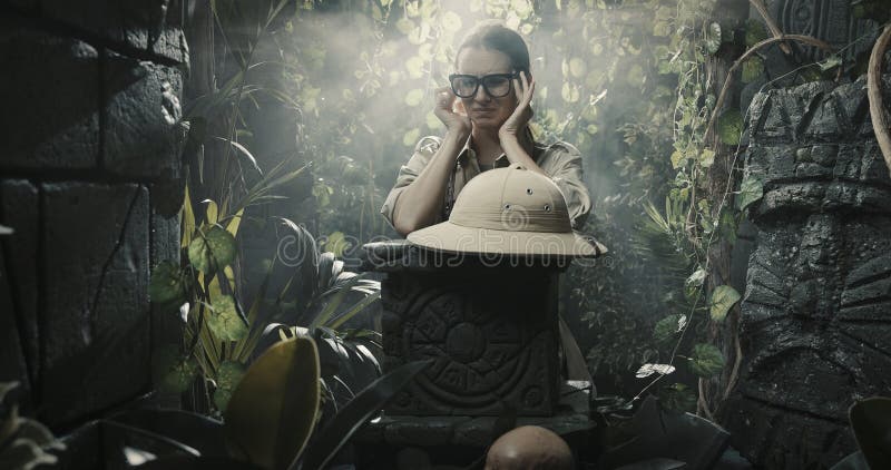 Sad Explorer in the Jungle with Headache Stock Photo - Image of pith ...