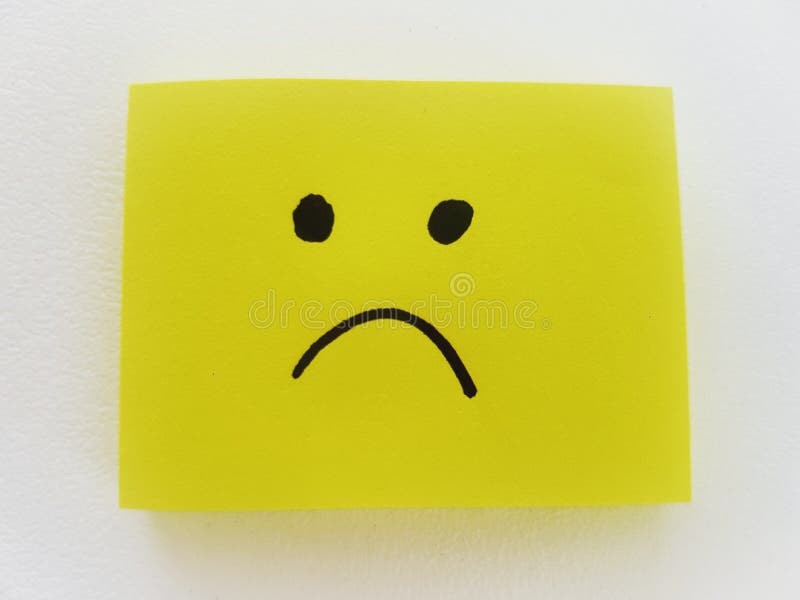 Sad Expression. Simple Yellow Note Stock Photo - Image of simple ...