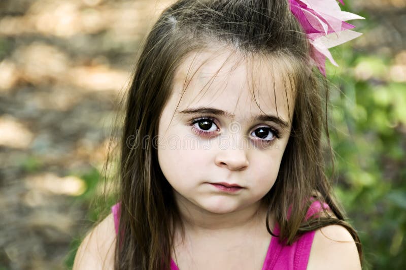 Sad Face stock photo. Image of girl, brown, child, outdoors - 6405382