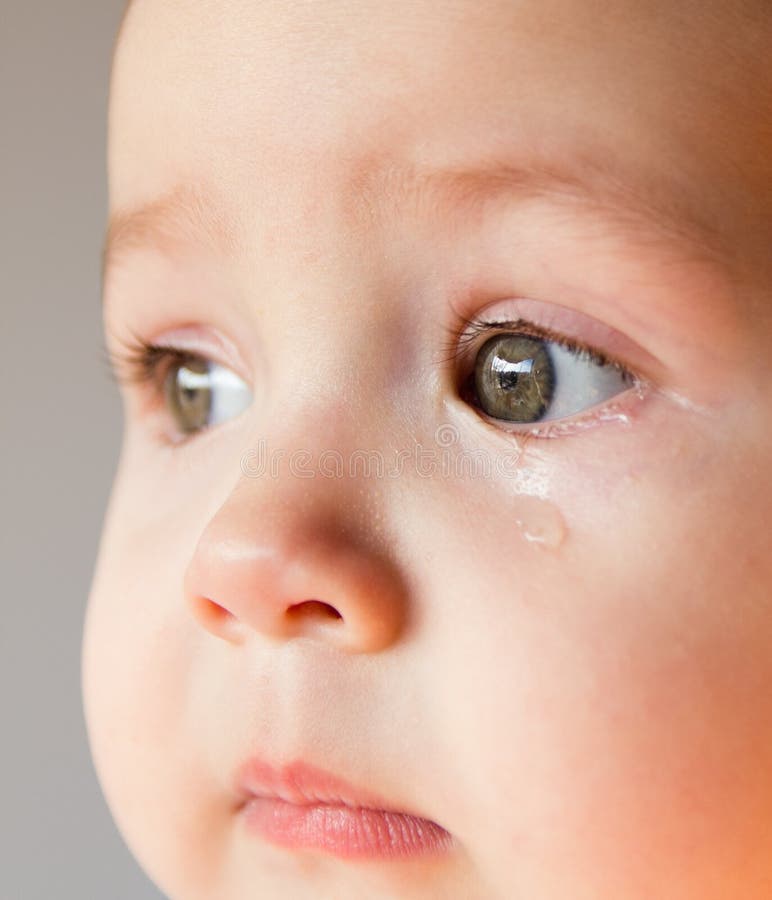 Sad Face Baby. a Tear on the Face Stock Image - Image of eyes, beauty ...