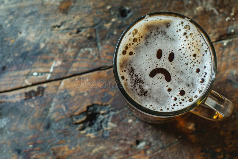 Sad Face on Beer Foam stock illustration. Illustration of face - 302880571