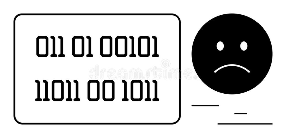 Sad Face and Binary Code Communicating Data Error or Technical Issue Concept Stock Illustration ...