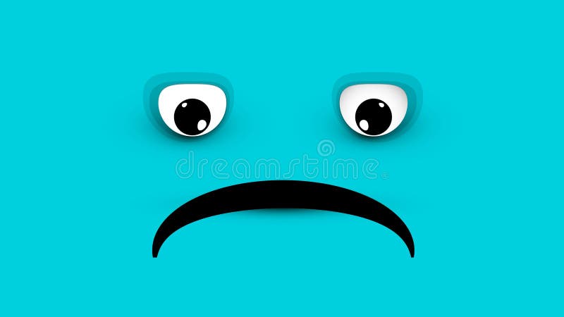 Sad Face on Blue Background Stock Illustration - Illustration of ...