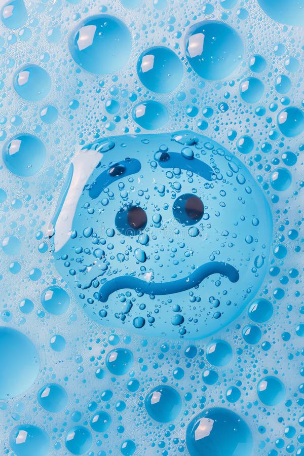 Sad Face Bubble: Expressive Emotions in Soapy Water Drops Stock ...