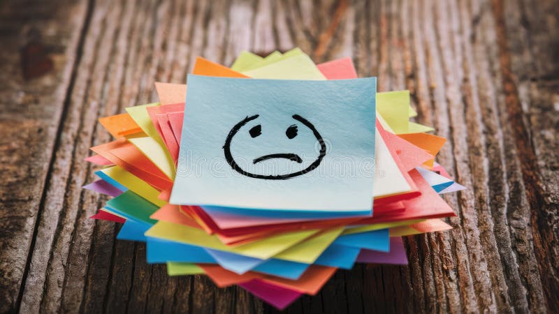 Sad Face Drawing on Sticky Notes Stock Photo - Image of mood ...