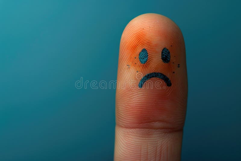 A Sad Face Drawn on a Finger Stock Illustration - Illustration of ...