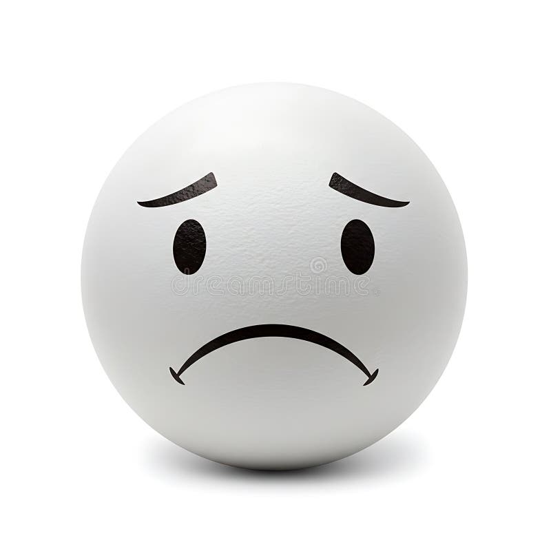 Sad Face Emoji Sphere Graphic White Design Isolated on White Background ...