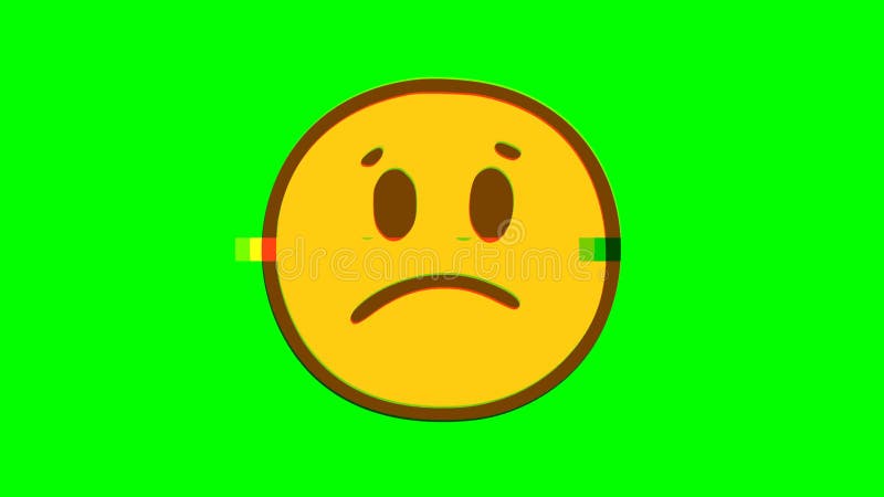 Sad Face Emoticon Glitch Effect on Green Background Stock Video - Video ...