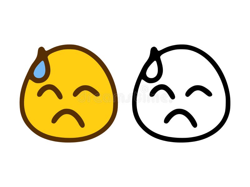 Sad Face Emoticon in Hand Drawn Style Stock Vector - Illustration of ...