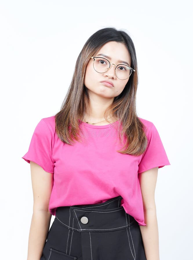 Sad Face Expression of Beautiful Asian Woman Isolated on White Background Stock Photo - Image of ...