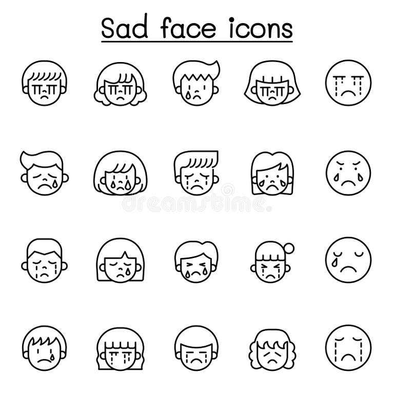 Sad Face Outline Stock Illustrations – 12,835 Sad Face Outline Stock ...