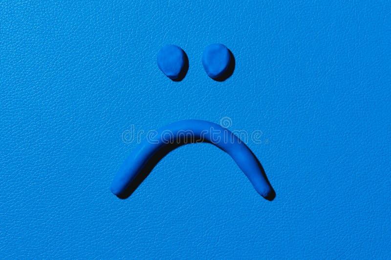 Blue Sad Face Made with Modelling Clay Stock Image - Image of season ...