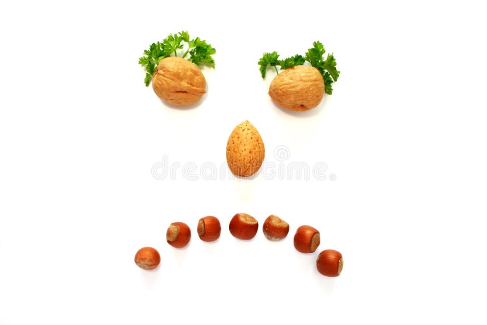 Sad Face Made Whith Help of Nuts Stock Image - Image of nuts ...